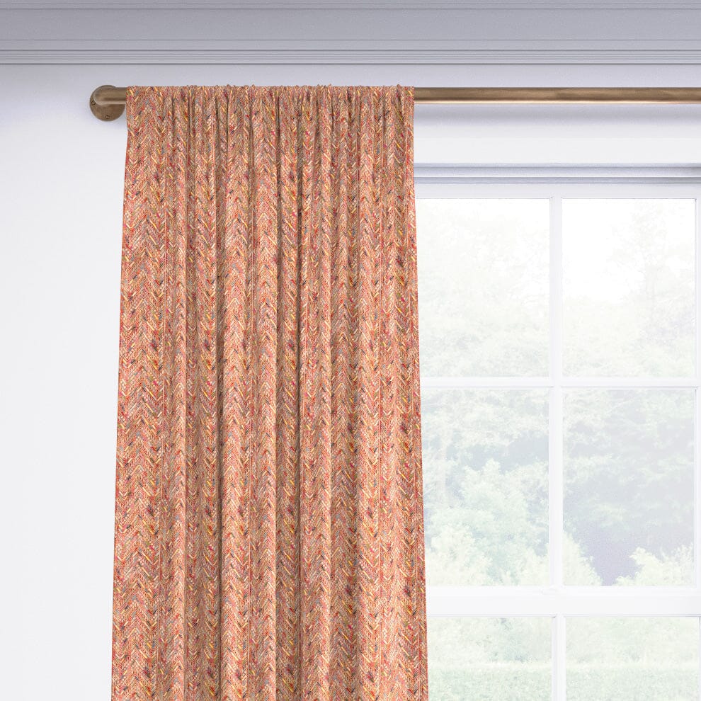 St. Frank | Salmon Herringbone Huipil Rod Pocket Curtain