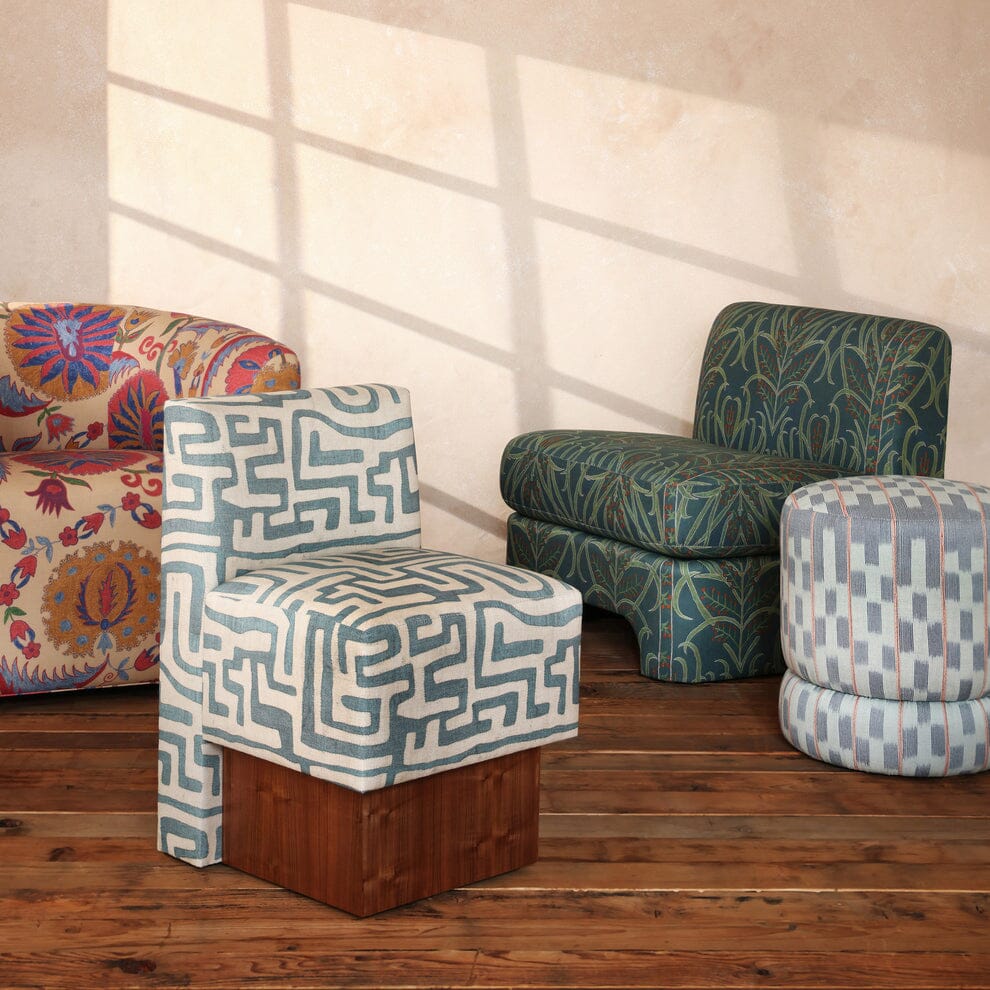 St. Frank | Sienna Slipper Chair - Sage Ribbon Suzani